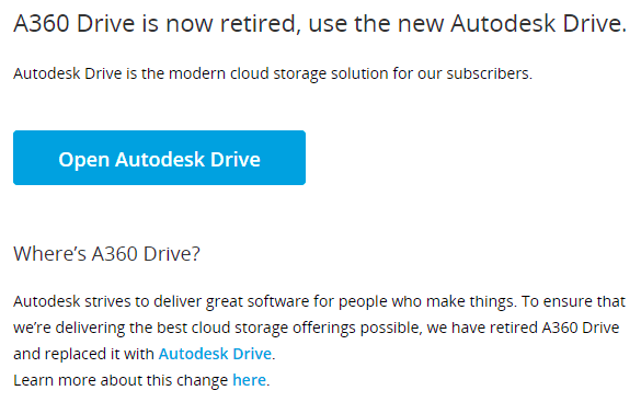A360 に保存されているファイルにアクセスして、新しい Autodesk Drive に転送することができない