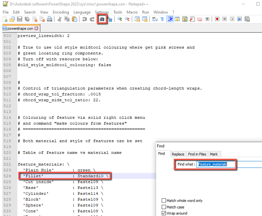 如何在 Powershape 中创建实体特征之前设置实体特征颜色。