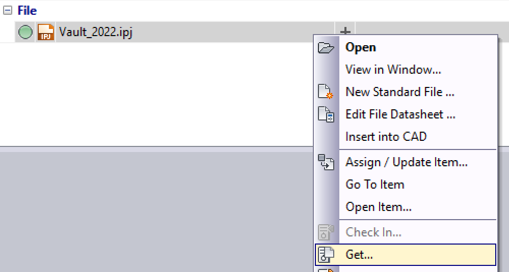 Inventor Project file has a Red status icon in Vault