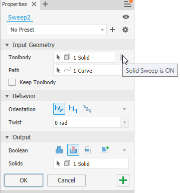 How to sweep cut a channel into a cylinder with Inventor