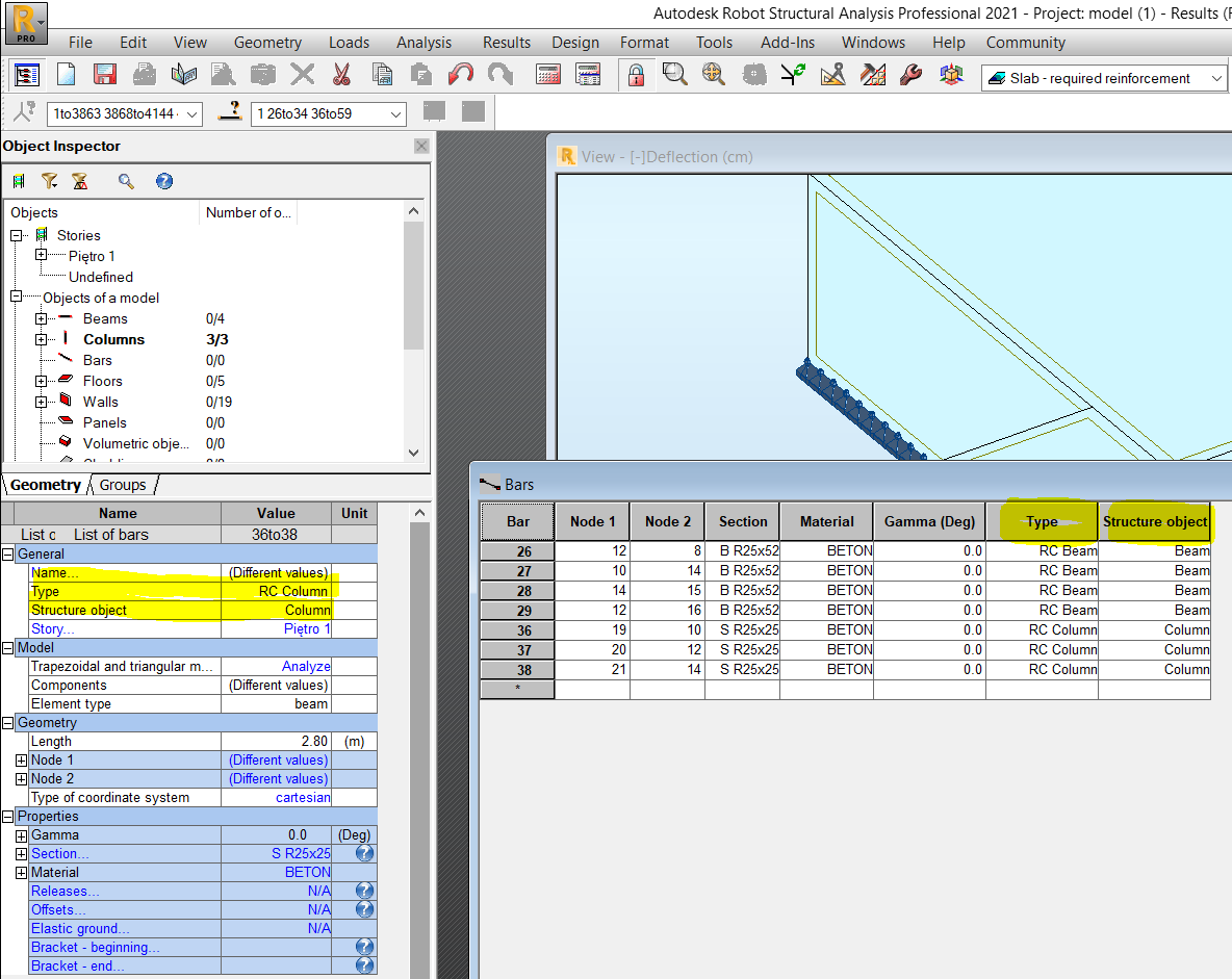 Difference between Member type and Structure object in Robot Structural Analysis