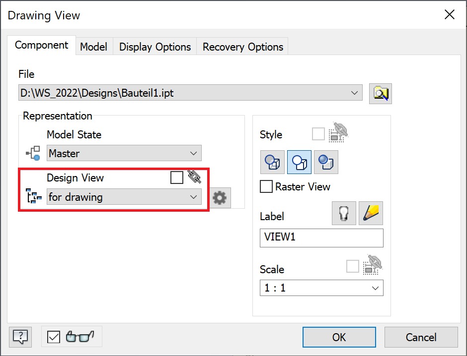 How to re-orient an Inventor model for a drawing view