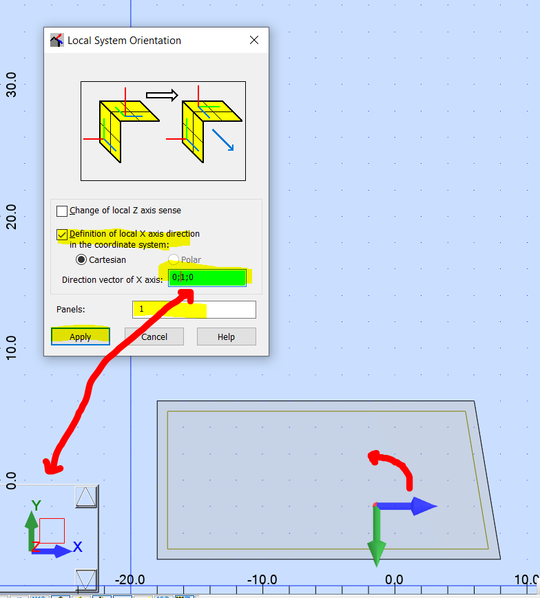 How To Change The Local Coordinate System Axes Orientation Of A Panel
