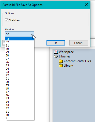 2021 Inventor哪些 X_T Parasolid 版本可以导出到