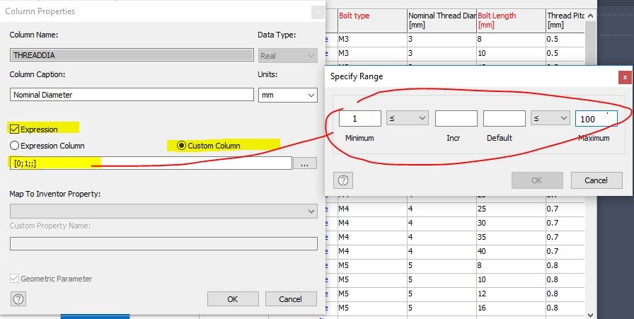 Content Center Custom Family Column Properties Expression to specify ...
