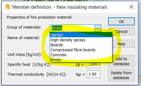 Robot Structural Analysis의 철골 구조 설계를 위한 방화 재료 정의