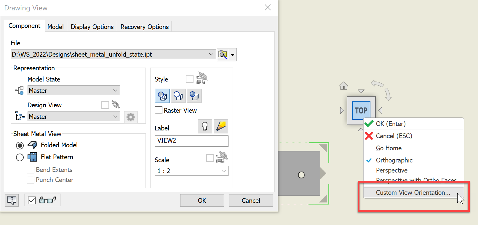 Right-click on a hole edge of an Inventor sheet metal part shows select other in the context ...