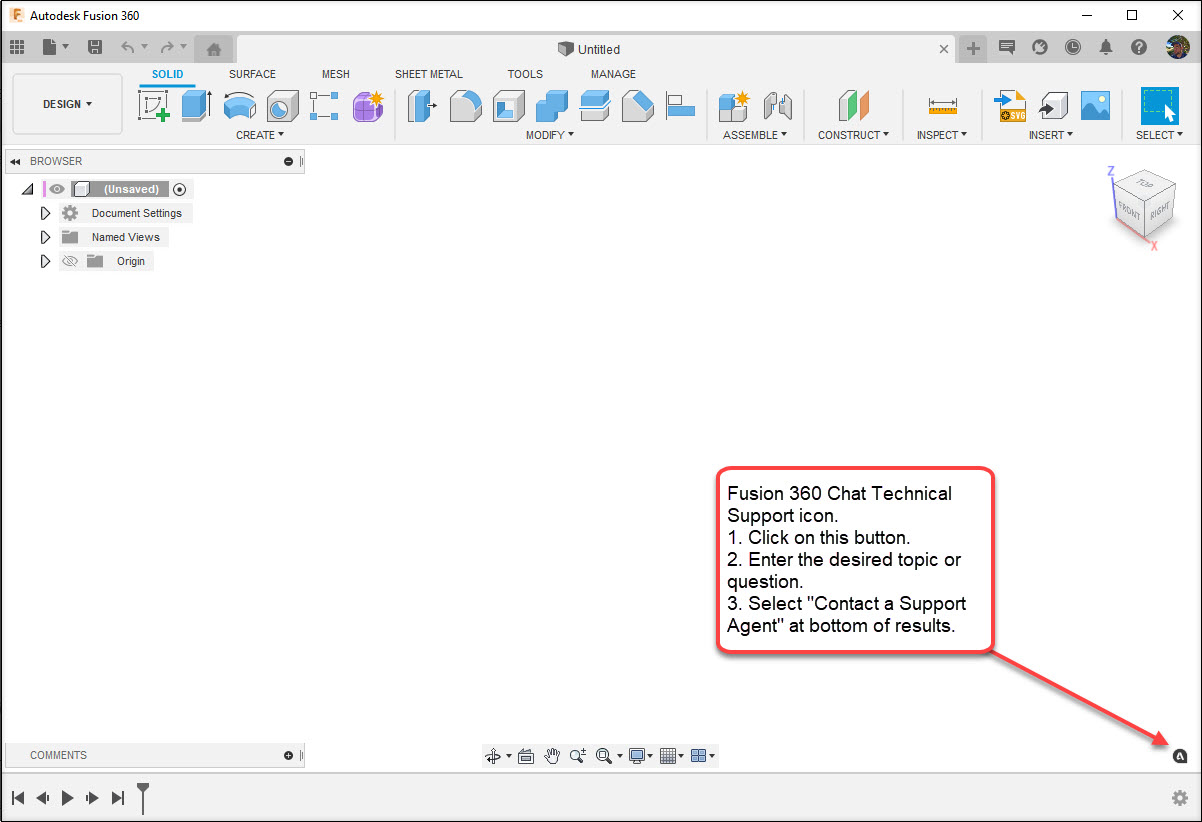 How to access in product chat for Fusion 360