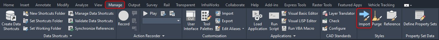 How to copy a style from one drawing to another drawing in Civil 3D
