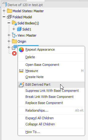 A derived sheet metal part has lost its sheet metal style link to its ...