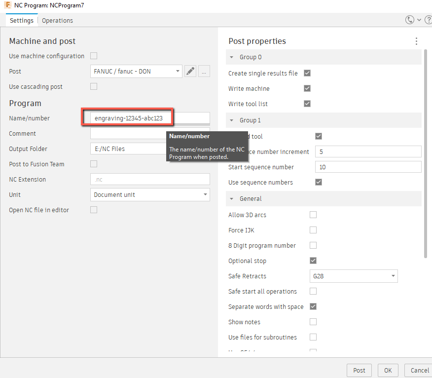 How to override existing NC programs when post processing in Fusion 360