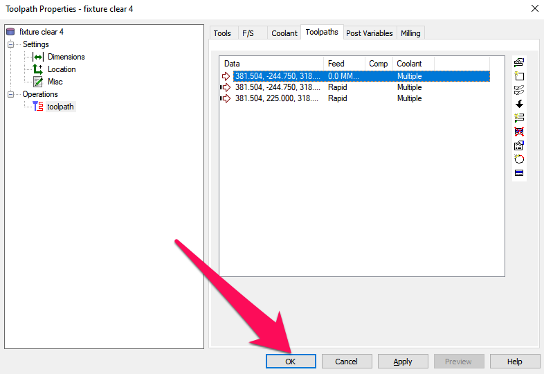 Manual Tool Path missing from NC output in FeatureCAM