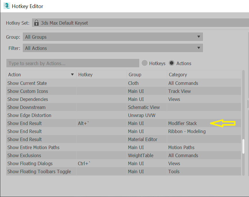 Show End Result hotkey doesn't work in 3ds Max