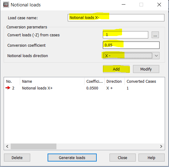 How to define horizintal loads for stability check while P-delta ...
