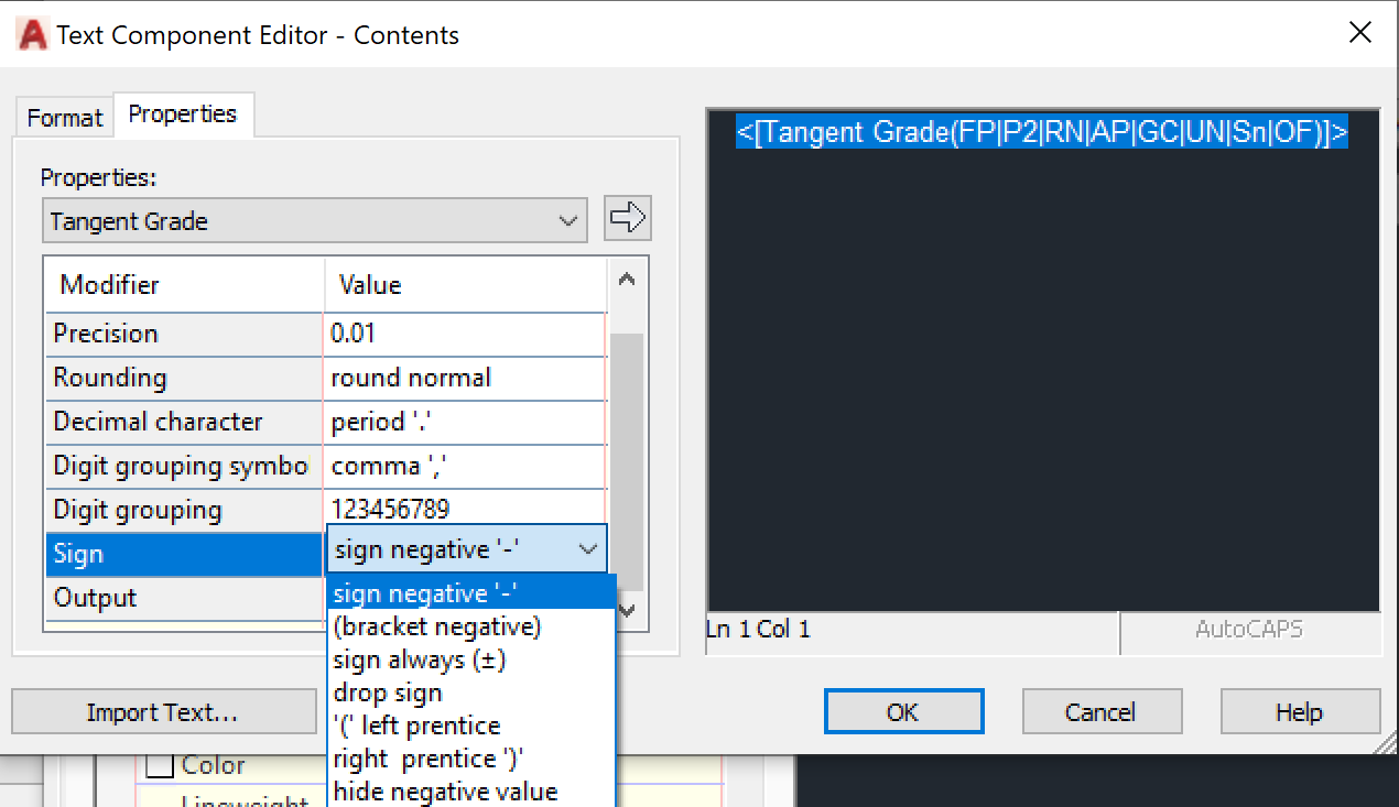 How to remove a negative sign from a label in Civil 3D