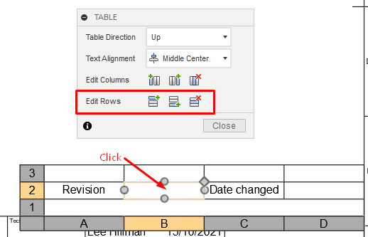 Add a table to a drawing template in Fusion
