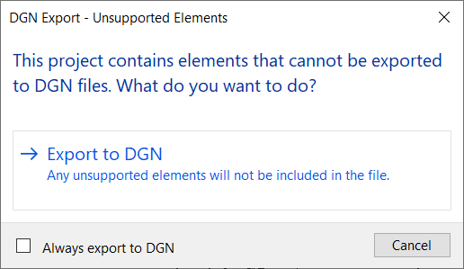 Unable to export elements from open 3D view to DGN V8 format in Revit