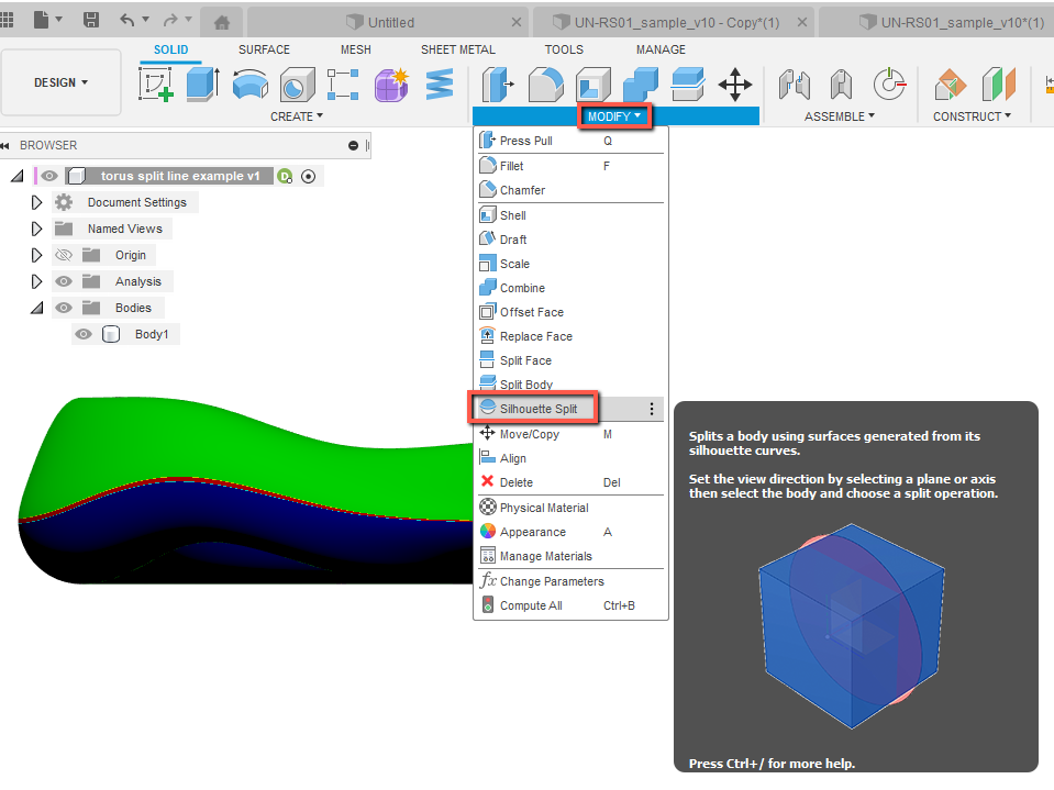 How to generate complex split line/run-off surfaces in Fusion