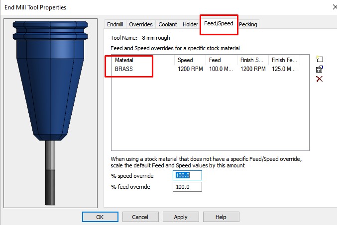 Tools not using feeds and speeds set in tool properties in new documents in FeatureCAM
