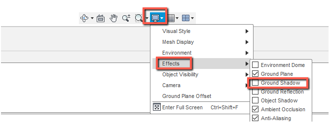 How to turn off Ground shadow of models in Fusion