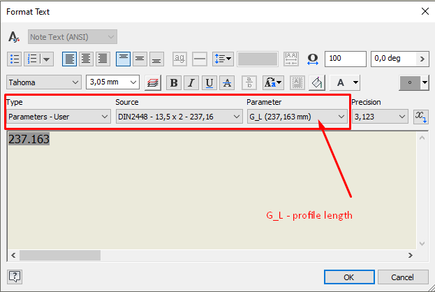 How to add curved profile length to the Inventor drawing view