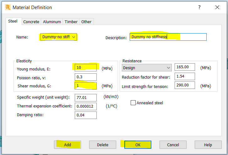 How to define dummy bar member which transfers load but do not change ...