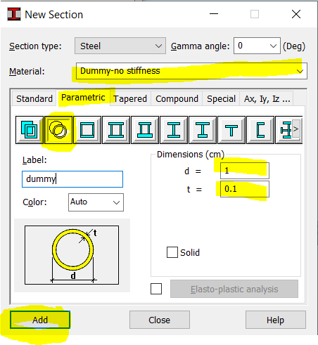 How to define dummy bar member which transfers load but do not change ...