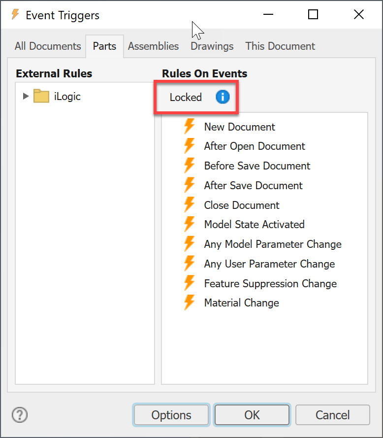 iLogic event driven rule can't be removed in Inventor