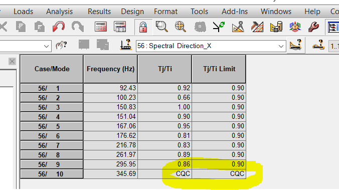 在 Robot Structural Analysis 中，应该使用哪种模态组合结果（CQC 或 SRSS）进行地震/谱分析？