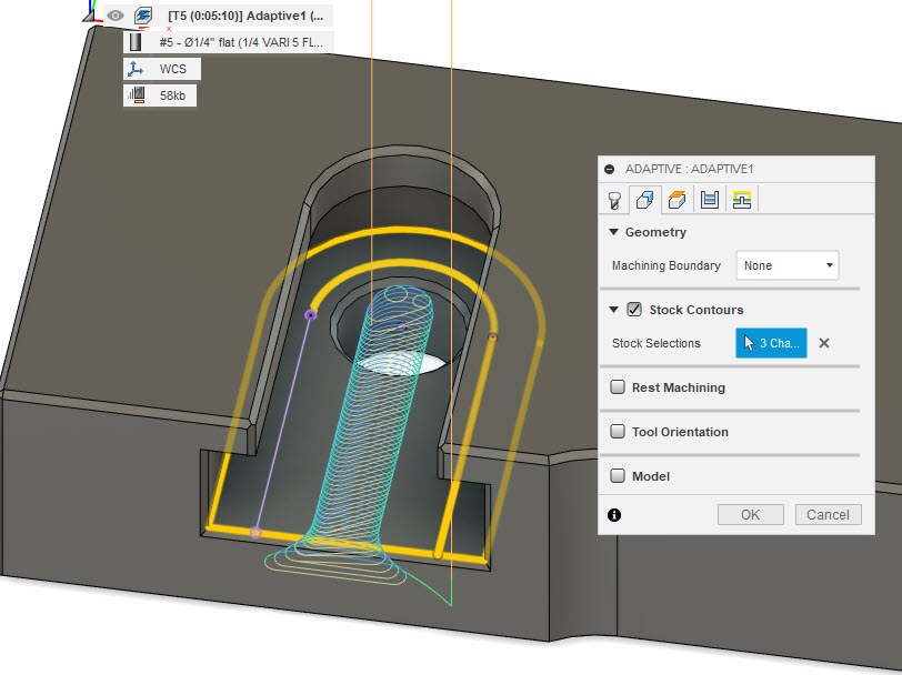 How to contain a 3D Adaptive Clearing toolpath in a boundary box in Fusion 360