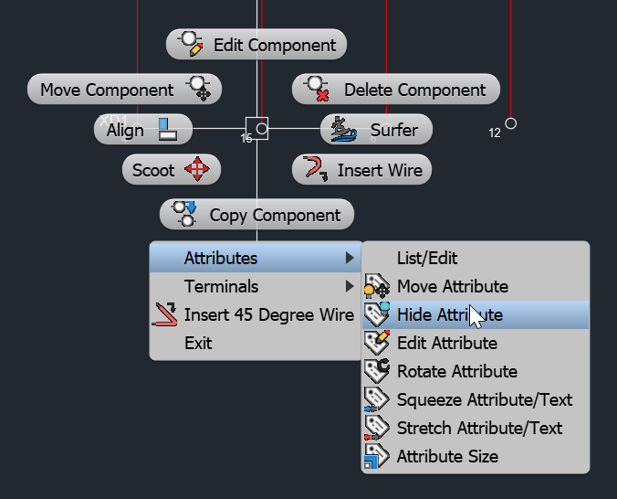 How to hide/unhide attribute tags in AutoCAD Electrical?
