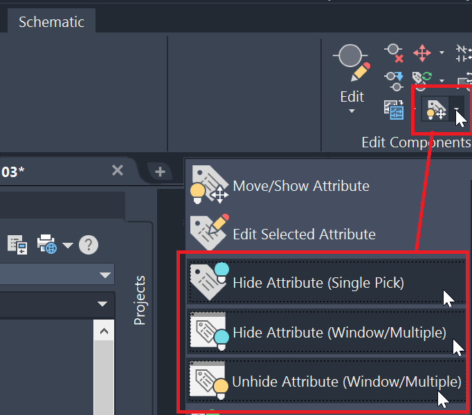 How to hide/unhide attribute tags in AutoCAD Electrical?