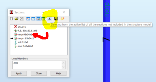Properties of section used in model do not change after modification in section database in ...