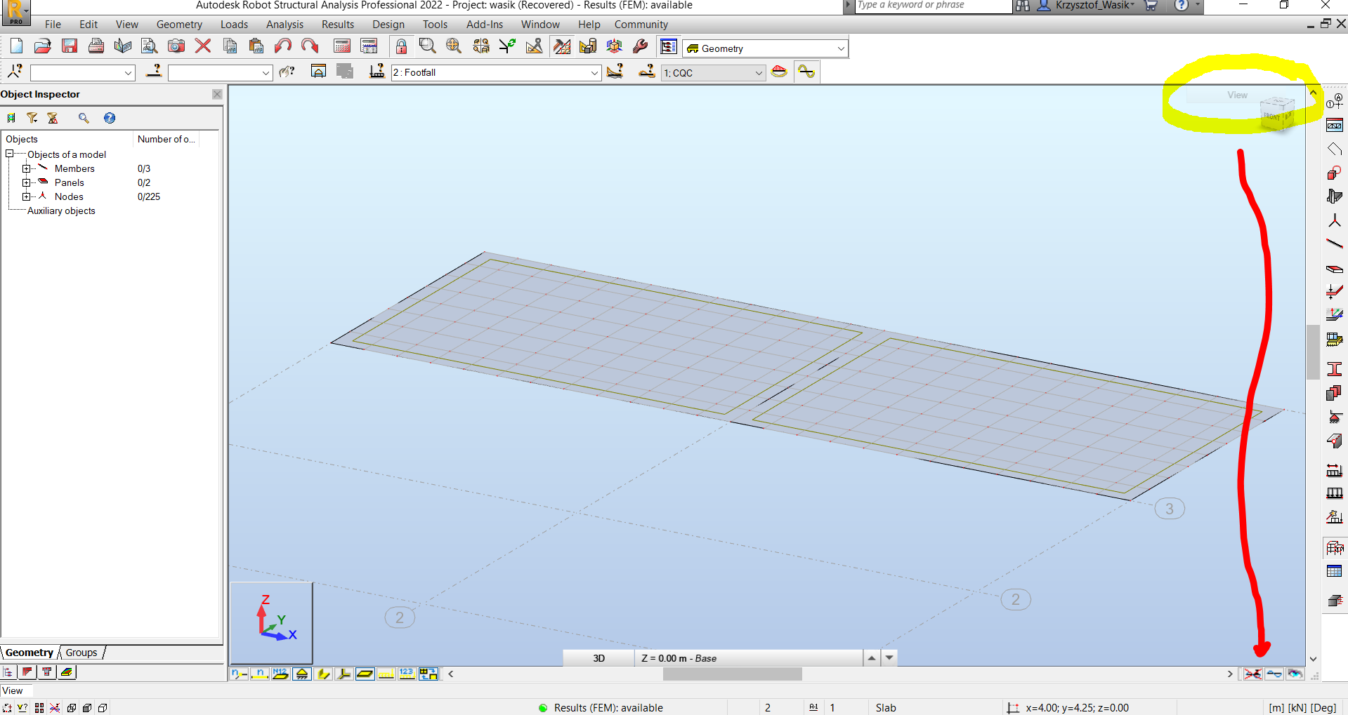 Robot Structural Analyzersis의 그래픽 화면에서 뷰 옵션 위치가 잘못됨