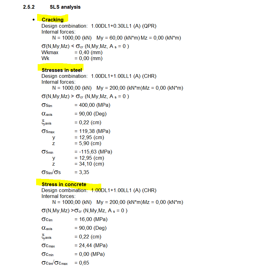 Is it possible to verify SLS limits while RC column provided reinforcement design in Robot ...