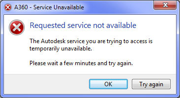 "Requested Service Not Available" when trying to log into Autodesk ...