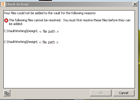 "Check In Error. The following files cannot be resolved" when checking an Inventor Assembly into ...