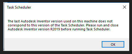 "The last Autodesk Inventor version used on this machine does not ...