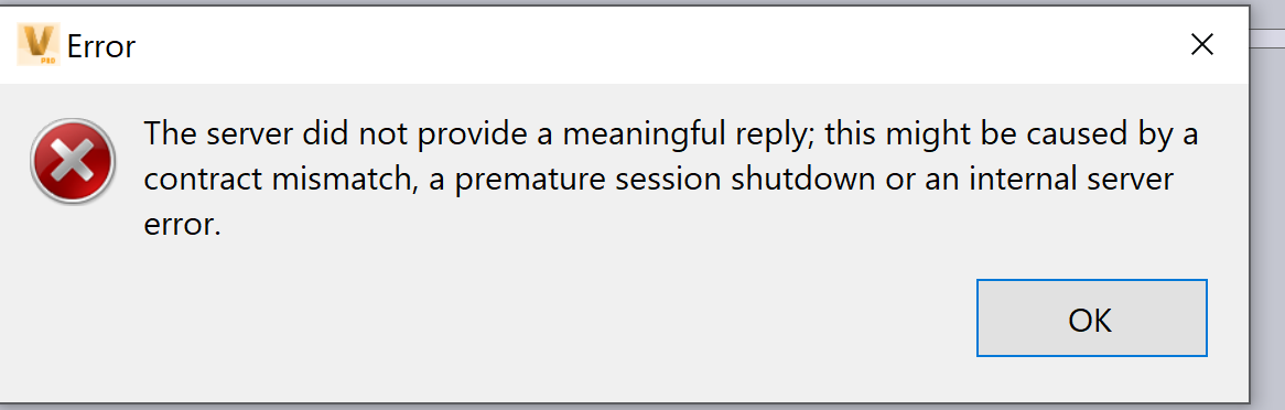 'The server did not provide a meaningful reply;' when connect to Vault