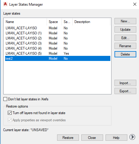 "AutoCAD has detected LMAN Express Tools layer states and has ...