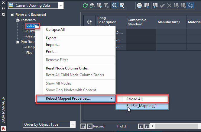 Configure bolt item code based on bolt size and length in AutoCAD Plant 3D