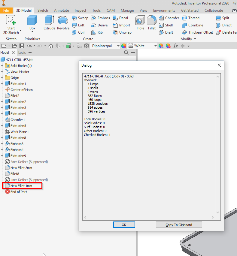 How to utilize the CTRL + F7 in Inventor to find bad bodies