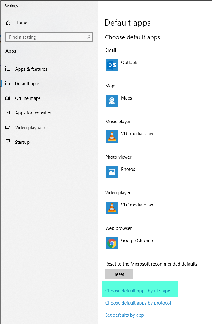 "This file does not have an app associated with it......." after clicking a URL link generated ...