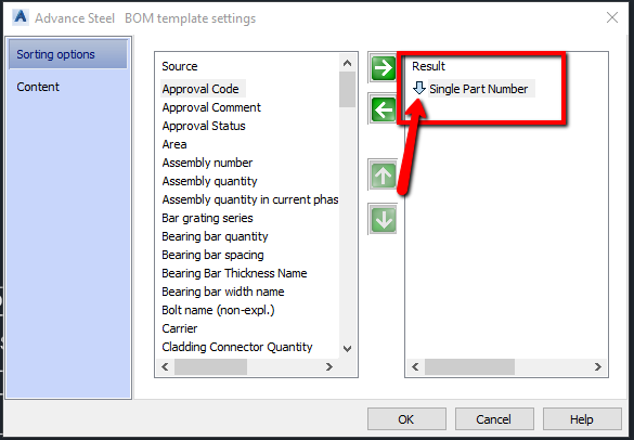 Customized Bom Template Displays The Part Marks In Descending Order In Advance Steel List