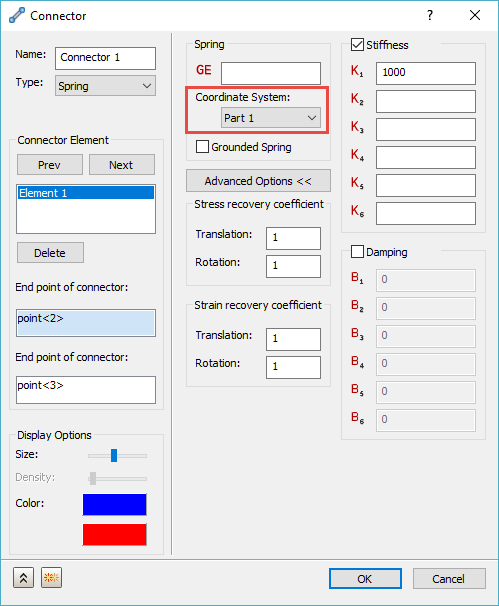 How to enter spring stiffness in Nastran