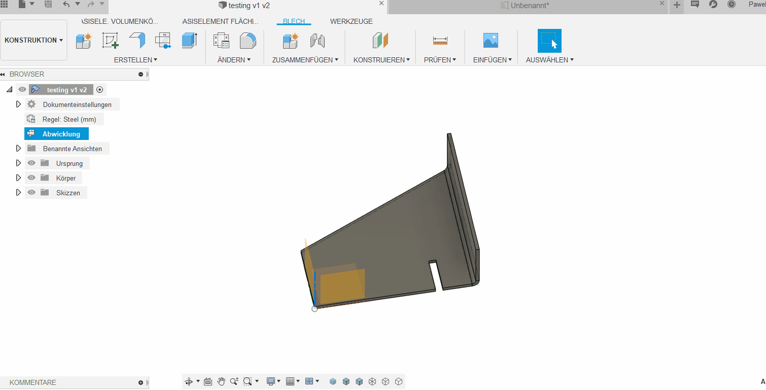 Flat pattern has a different orientation than the original folded sheet ...