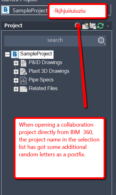 Project name changes when opening a Collaboration project in AutoCAD ...