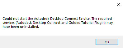 "Could not start the Autodesk Desktop Connect..." on Inventor start