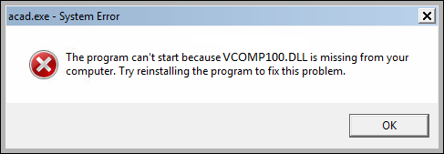 "The program can't start because VCOMP100.DLL is missing from your ...
