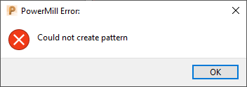 "Could not create pattern" error in Powermill calculating 3D offset finishing toolpath.